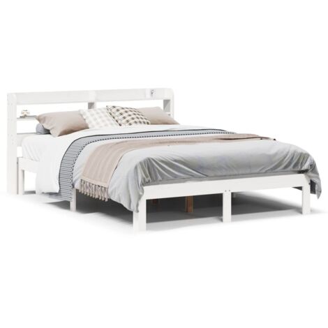 Lit double，Lit adulte，Cadre de lit avec tête de lit sans matelas blanc ...