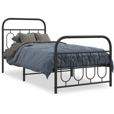 Lit simple，Lit adulte，Cadre de lit métal sans matelas avec pied de lit ...