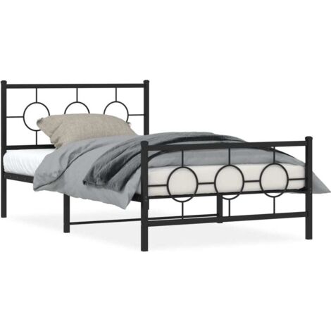 Lit simple，Lit adulte，Cadre de lit métal sans matelas avec pied de lit ...