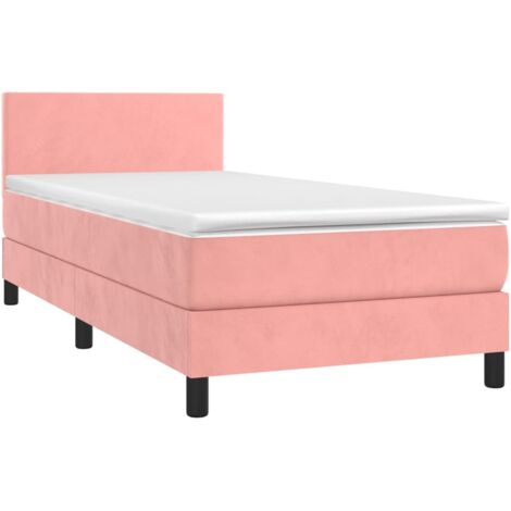Lit simple 80x200 cm chambre ado matelas sommier LED rose ...