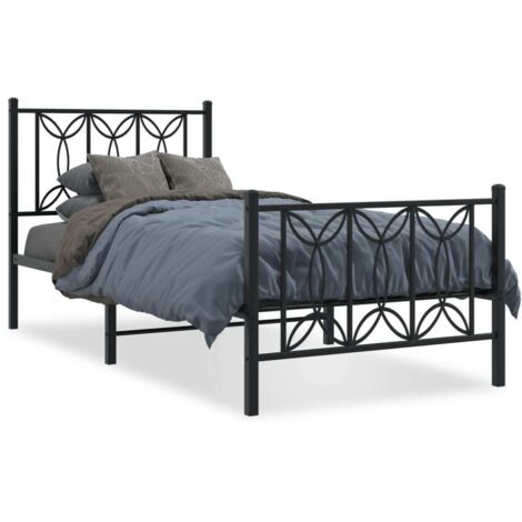 Lit simple，Lit adulte，Cadre de lit métal sans matelas avec pied de lit ...