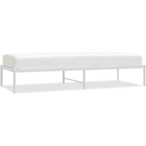 Lit simple，Lit adulte，Cadre de lit métal sans matelas blanc 75x190 cm ...