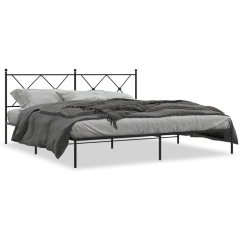 Lit double，Lit adulte，Cadre de lit métal sans matelas avec tête de lit ...