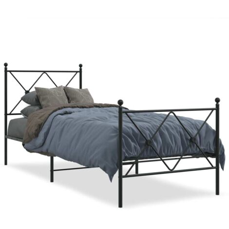 Lit simple，Lit adulte，Cadre de lit métal sans matelas avec pied de lit ...