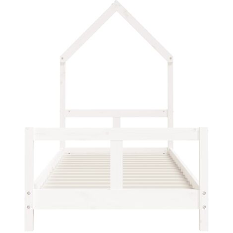 Lit simple en pin massif blanc 80x200 cm structure de lit robuste ...