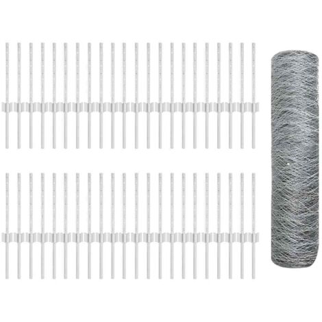 Poteaux de clôture 11 pcs U-Channel 40 cm Acier galvanisé, Clôture ...