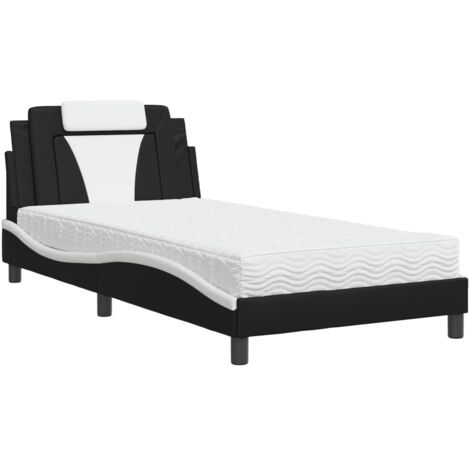 Lit simple，Lit adulte，Lit avec matelas noir et blanc 100x200 cm ...