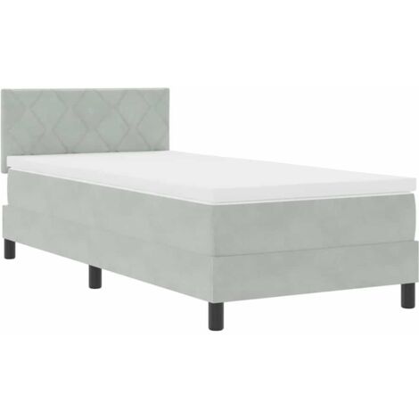 Lit simple，Lit adulte，Lit Box Spring avec Matelas Gris clair 90x200 cm ...
