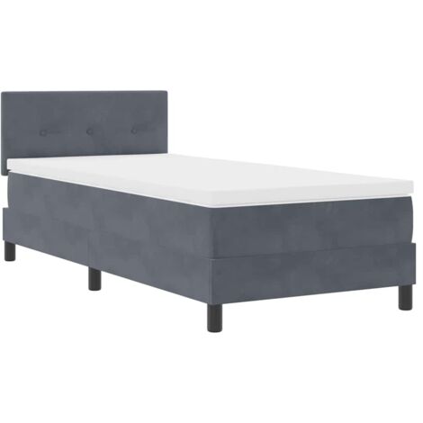 Lit simple，Lit adulte，Lit box spring avec matelas Gris foncé 90x200 cm ...