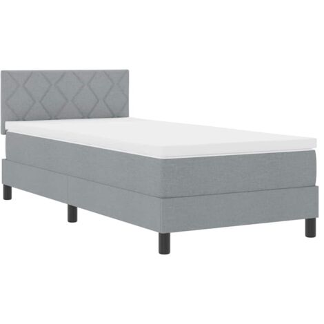Lit simple，Lit adulte，Lit Box Spring avec Matelas Gris Clair 90x200 cm ...