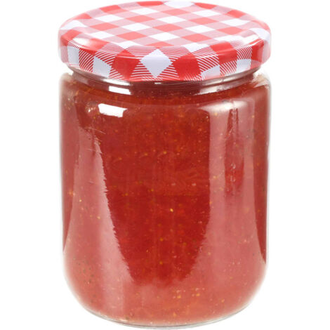 48 pcs Pots à confiture Couvercle blanc et rouge Verre 230 ml CFW43157