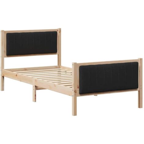 Lit simple en pin massif marron et noir style industriel chic 90x200 ...
