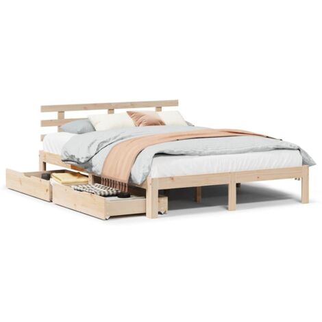 Lit double，Lit adulte，Cadre de lit avec tiroirs sans matelas 120x200 cm ...