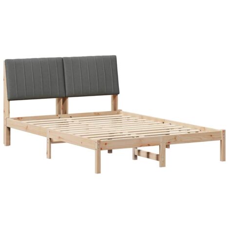 Lit double，Lit adulte，Cadre de lit avec tête de lit Marron 135 x 190 cm ...
