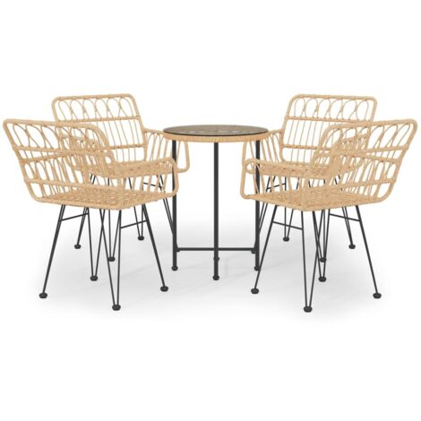 Ensemble à manger de jardin 5 pcs，Salon de jardin Résine tressée CFW42030