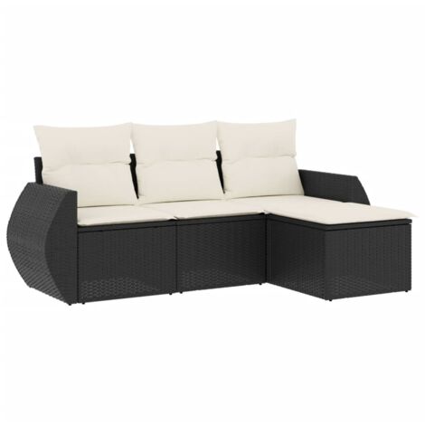 Salon de jardin resine tressee noire 4 places design chic CFW65041 ...
