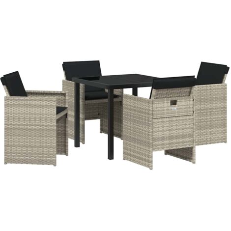 Ensemble de salle à manger pour jardin 5 pcs，Salon de jardin Gris clair ...