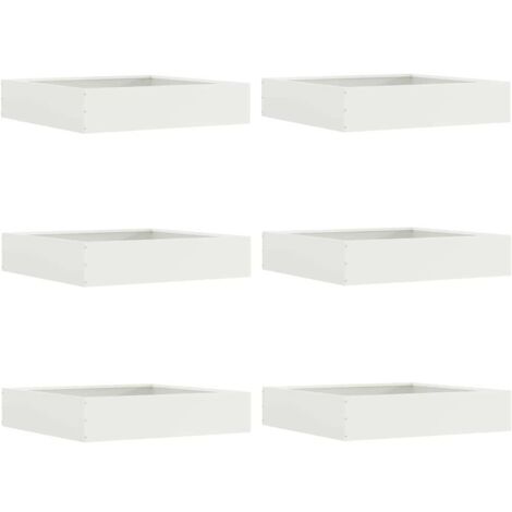 Bordure de Pelouse 6 pcs Blanc 60 x 60 x 13 cm Acier CFW971161