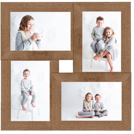 Collage de cadres photo pour photo de 4x(10x15 cm) Marron MDF CFW870901