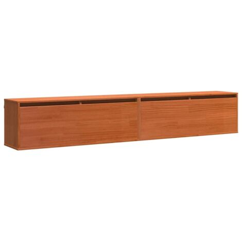 Étagère murale en bois marron et lot de 2 placards suspendus 100 cm ...