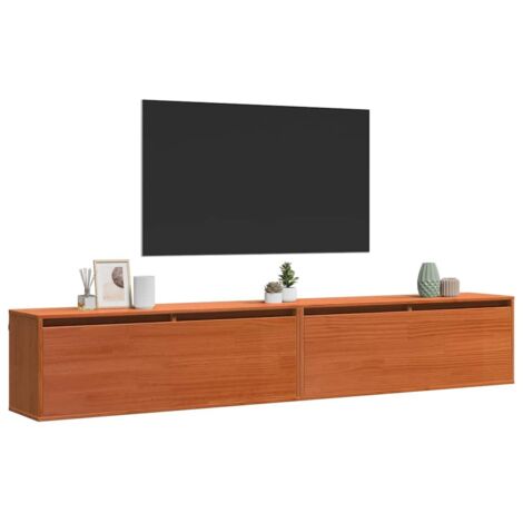 Étagère murale en bois marron et lot de 2 placards suspendus 100 cm ...