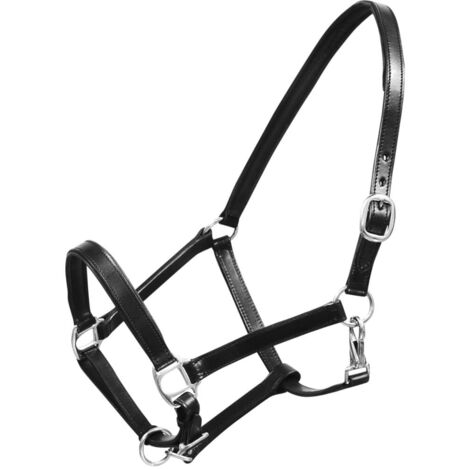 Licol Licou en cuir réglable pour écurie Cheval Noir CFW159033