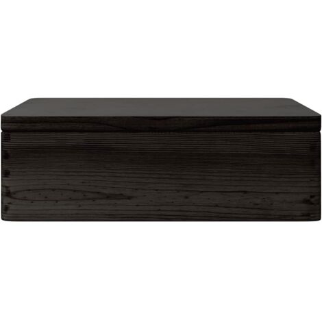 Boîte en bois avec couvercle noir 40x30x13cm bois de pin massif CFW774110