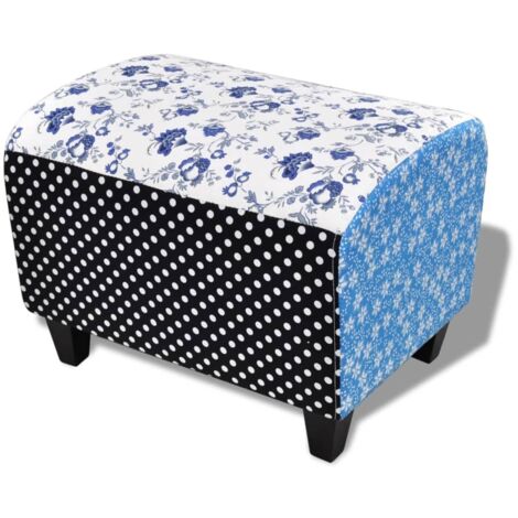 Repose-pied Design avec patchwork Bleu et blanc CFW405845