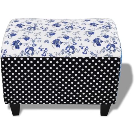 Repose-pied Design avec patchwork Bleu et blanc CFW405845