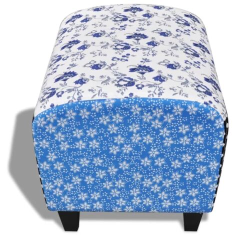 Repose-pied Design avec patchwork Bleu et blanc CFW405845