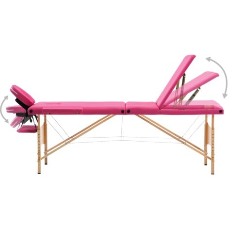 Table de massage pliable 3 zones Bois Rose CFW199867