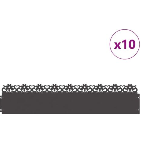 Bordures de pelouse 10 pcs Noir 103 x 0,05 x 22 cm Acier CFW629259