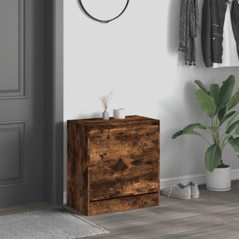 Meuble à chaussures moderne chêne fumé avec étagères réglables ...
