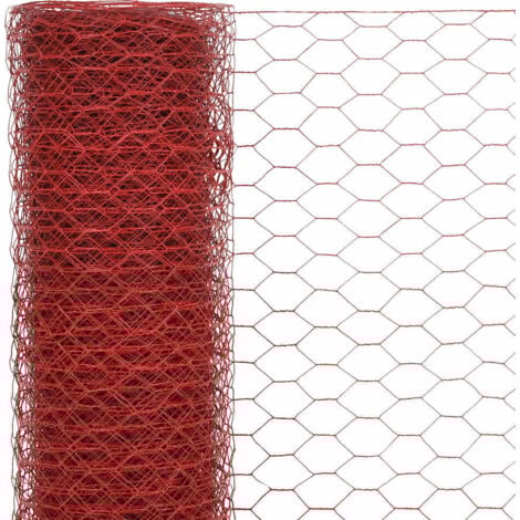 Clôture，Grillage Acier avec revêtement en PVC 25x1 m Rouge CFW24080