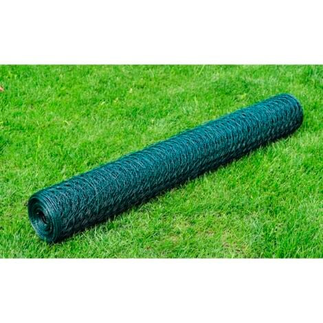 Clôture，Grillage à poule avec revêtement en PVC 25x0,5 m vert CFW20605