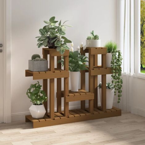 Support à plantes CFW877096 marron miel en bois de pin 104,5 cm ...