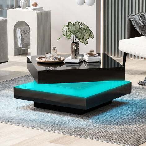 Table basse Table d'appoint Table de salon Table à café Noir Panneau de ...
