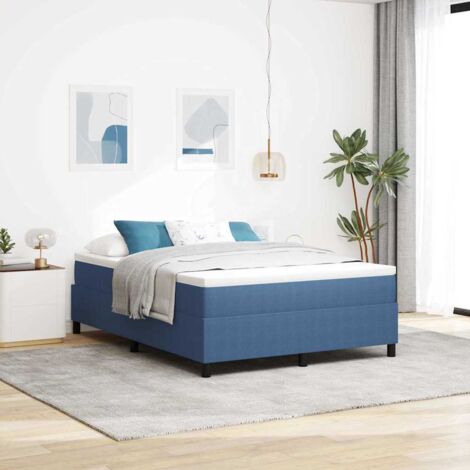 Lit double adulte bleu 140x200cm en tissu cotelé CFW7424794 Box Spring ...
