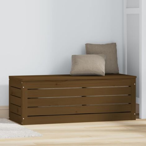 Boîte de rangement en pin massif marron miel 89x36,5x33 cm LKF36212 ...