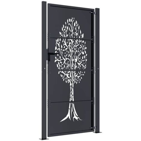 Portail de jardin en acier anti-corrosion gris anthracite 105x205cm ...