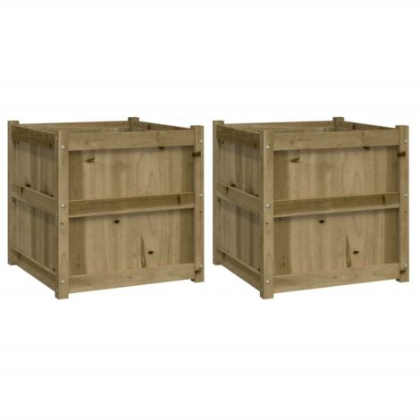 Bac à fleurs en bois autoclave lot de 2 grandes jardinières de jardin ...