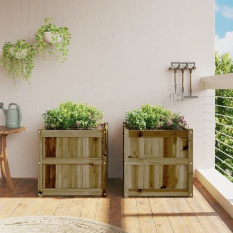 Bac à fleurs en bois autoclave lot de 2 grandes jardinières de jardin ...