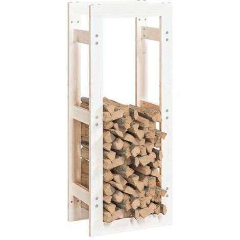 Support pour bois de chauffage intérieur Etagère bûches pin Blanc ...