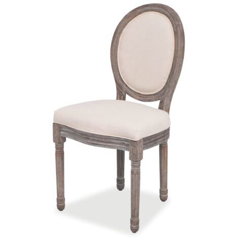 Chaises à manger Chaise de cuisine lot de 6 crème tissu