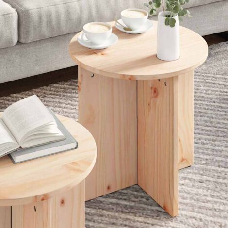 Table de café en bois clair lot de 2 tables de salon rondes et design ...