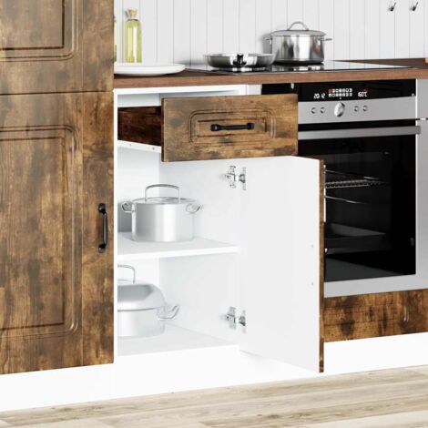 Armoire de cuisine en bois d ingénierie Kalmar chêne fumé avec placards ...