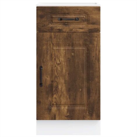 Armoire de cuisine en bois d ingénierie Kalmar chêne fumé avec placards ...