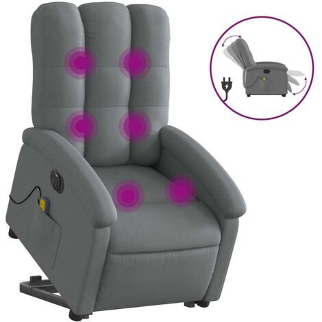 Fauteuil relax inclinable de massage électrique Gris Foncé Tissu 160 ...