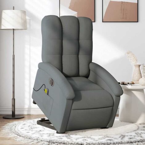 Fauteuil relax inclinable de massage électrique Gris Foncé Tissu 160 ...