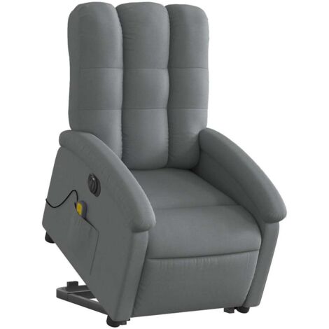 Fauteuil relax inclinable de massage électrique Gris Foncé Tissu 160 ...